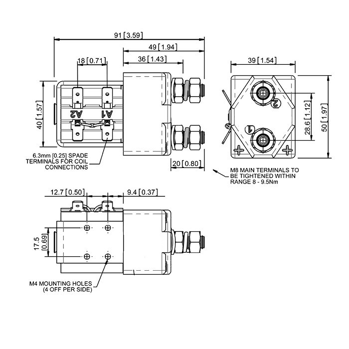 SU80-5225 | Albright 12VDC SPST 150A Contactor - Continuous