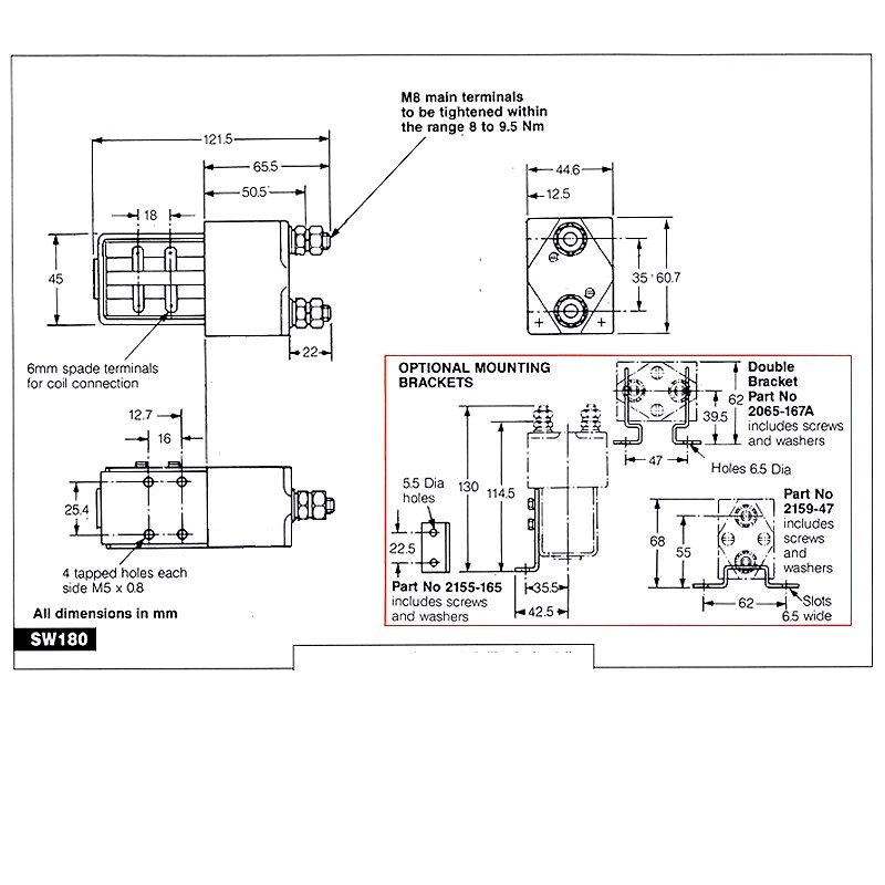 SW180-140 | Albright 24VDC Single-acting Contactor 150A