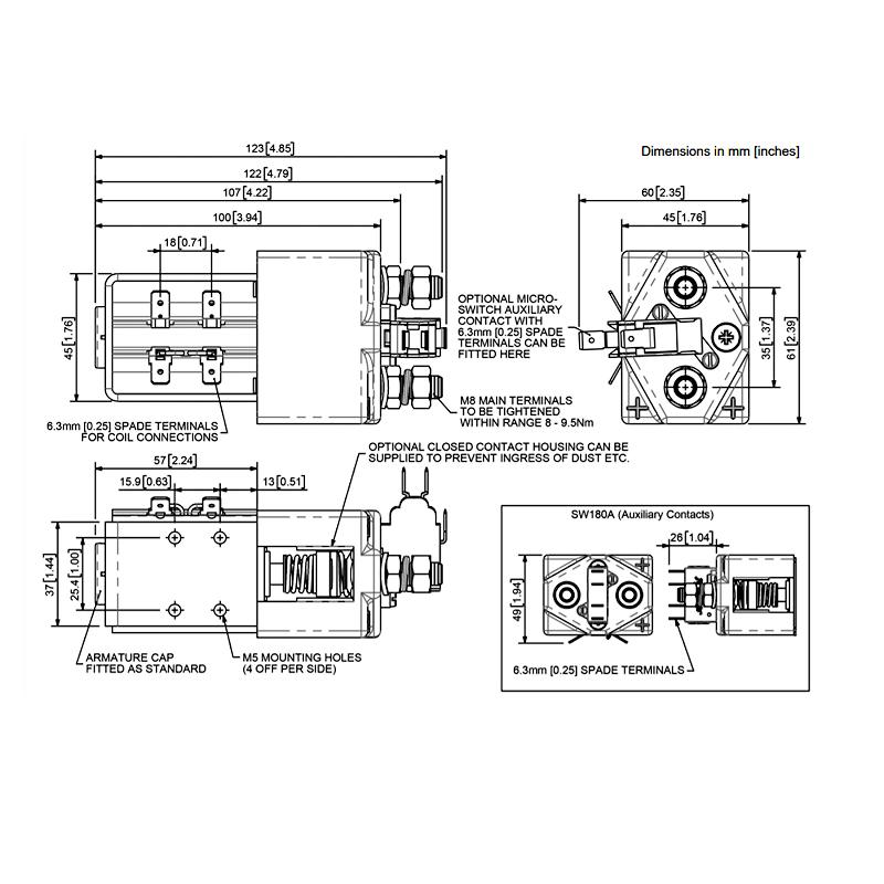 SW180B-646M | Albright 24V Magnetic Latching Contactor 150A