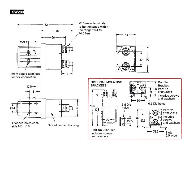 SW200-262 | Albright 48VDC Single-acting SPST Contactor 250A