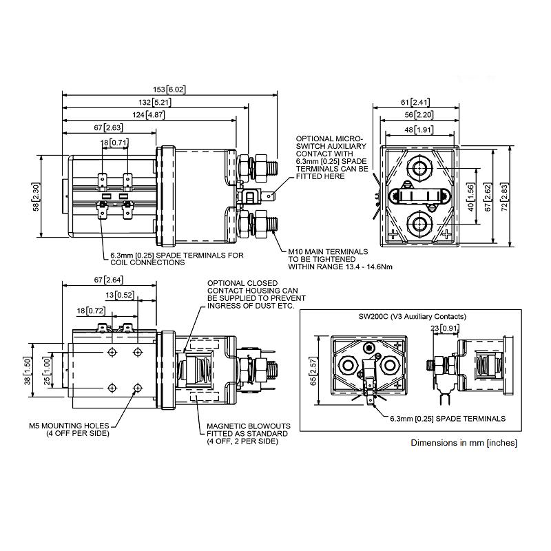 SW200-279 | Albright 36V-48V DC Single-acting Contactor 250A