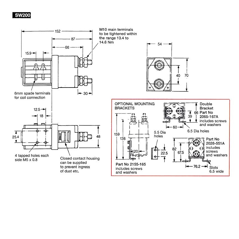 SW200-460 | Albright 80VDC Single-acting SPST Contactor 250A