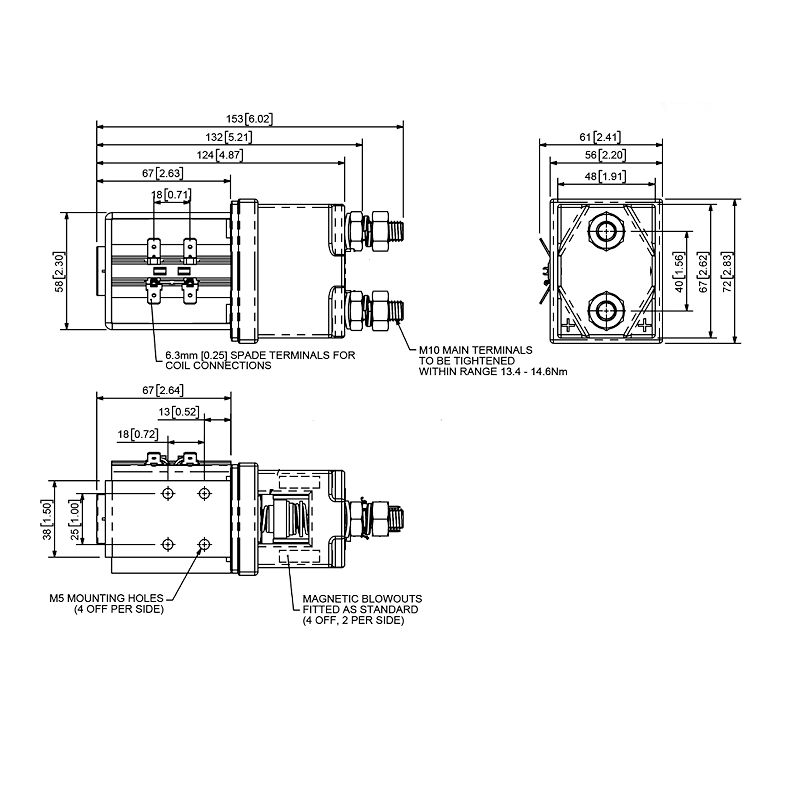 SW200-5 | Albright 80VDC Single-acting Contactor 250A