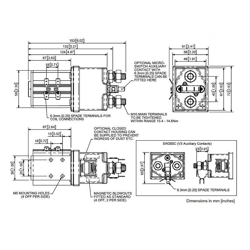 SW200A-93 | Albright 43VDC Single-acting Contactor 250A