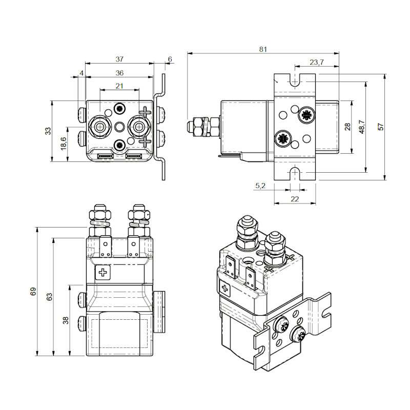 SW60-236MP | Albright Single-acting 24VDC 80A Solenoid IP66