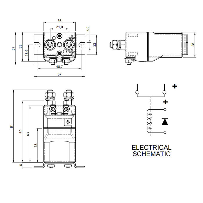 SW63-143 | Albright SPST 48VDC NC Switch Solenoid 80A