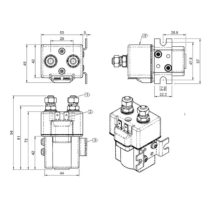 SW80-1135MP | Albright Single-acting 24VDC Contactor