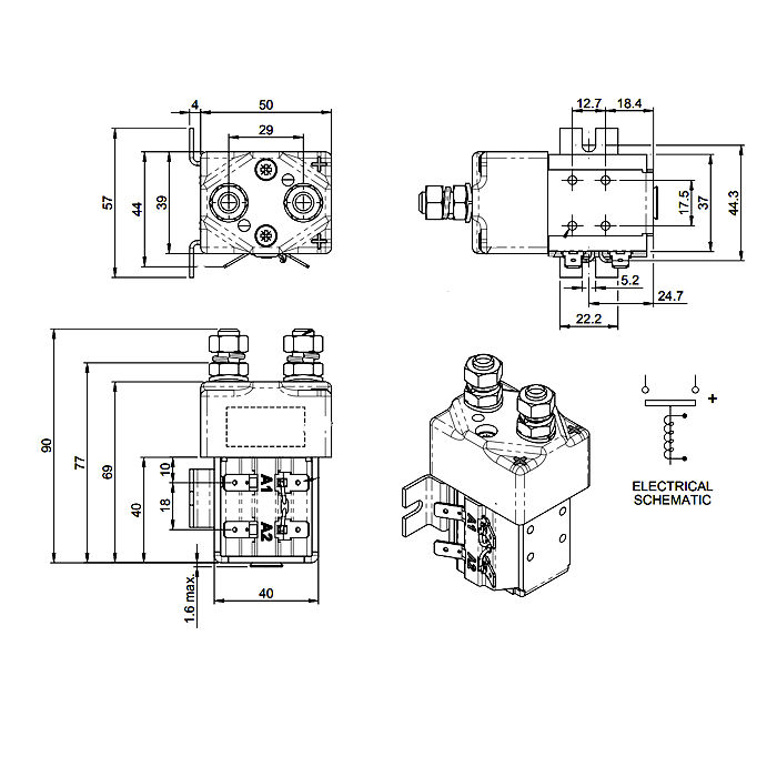 SW80-1420 | Albright 48VDC 100A Single-acting Contactor