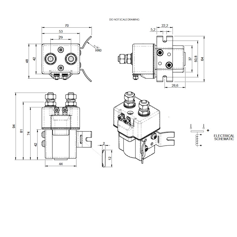 Albright SW80-1601P 24V Sealed Solenoid Contactor IP66 100A