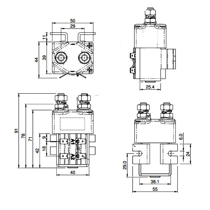 SW80-358 | Albright 12VDC Solenoid Contactor With Bracket