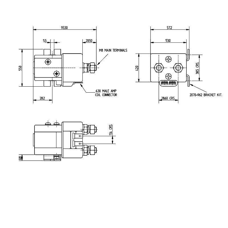 SW80-751PE | Albright 12VDC Solenoid Contactor IP66 100A