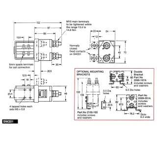 Albright SW201 250A Single-Pole Double-Throw Contactors